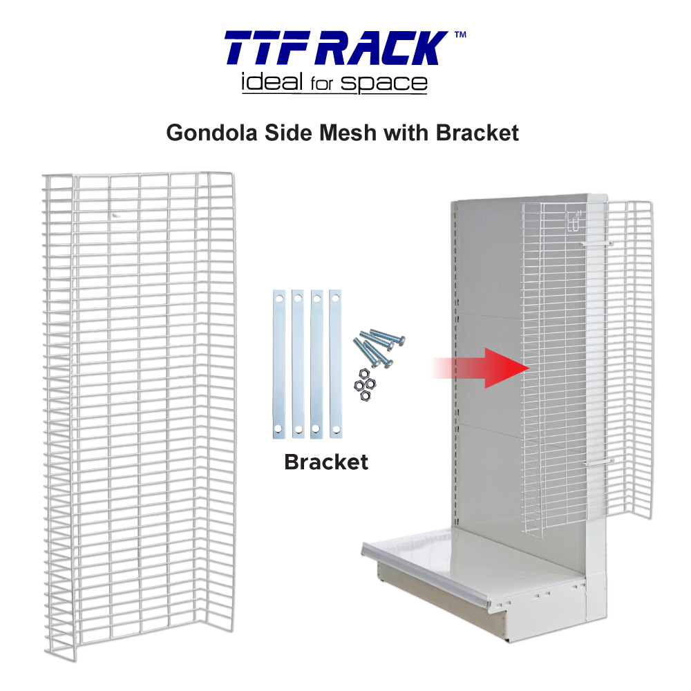 TTF Rack™ (GONDOLA SIDE MESH) Gondola Side Mesh with Bracket /Gondola ...