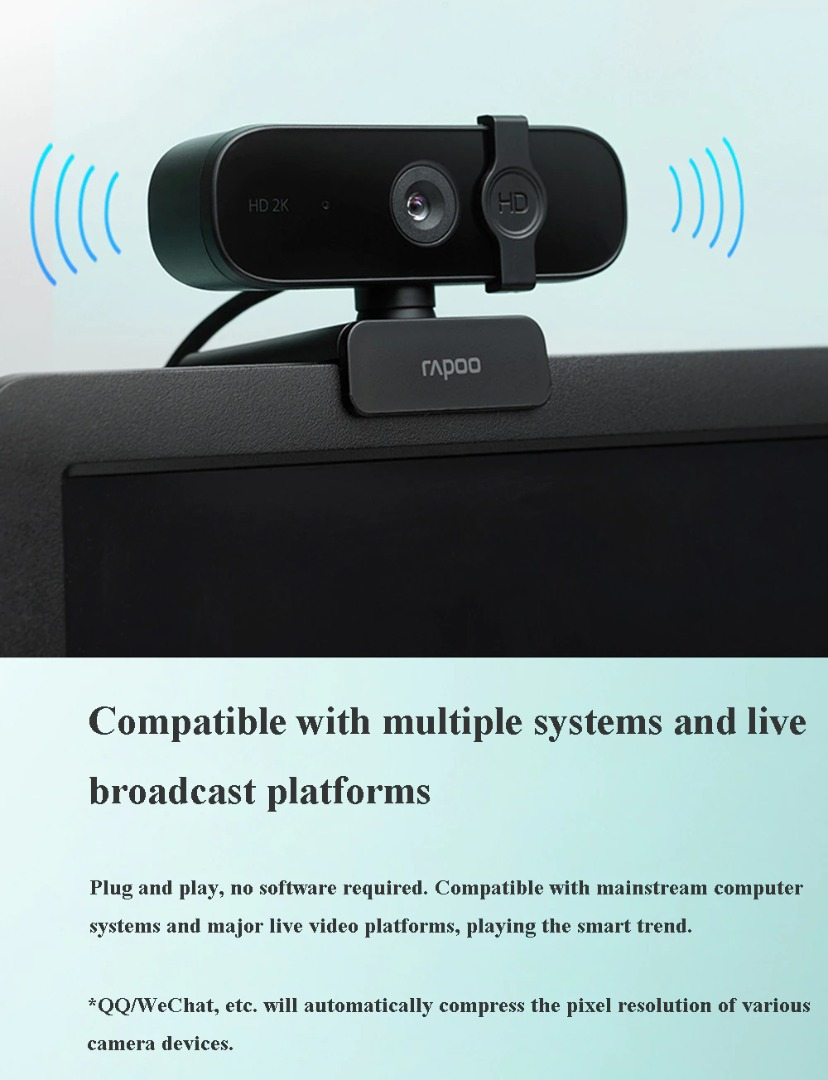 Rapoo C280 2K Full HD Auto Focus Webcam With Built In Omni Directional ...