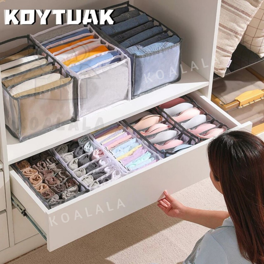 6/7/9/11 Grids Underwear Tudung Clothes Organiser Box Stackable ...