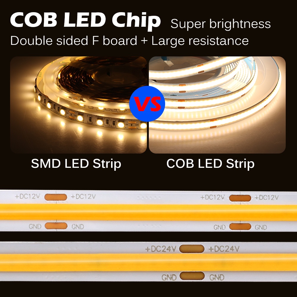 12V SMD 2835 120LED / 12V COB 2835 320LED / 24V COB 320LED 5M SUPER ...
