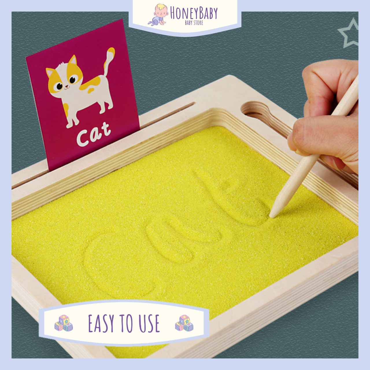 HONEYBABY Sand Tracing Tray Wooden Montessori Sand Tray With Lid For ...