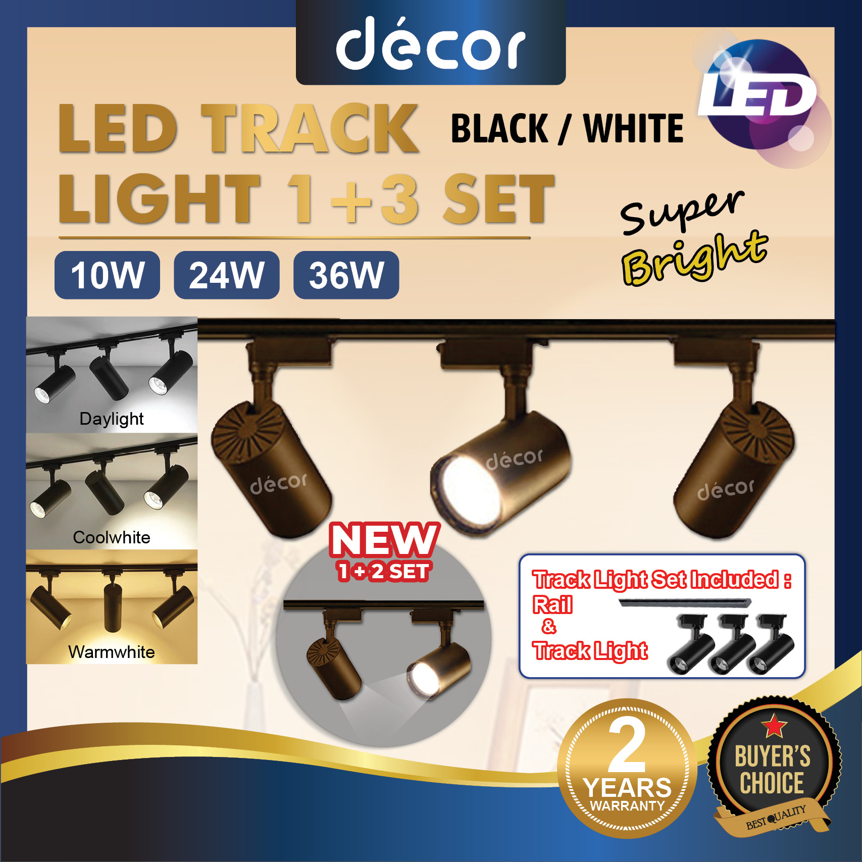 [SET] LED Track Light 10W / 24W / 36W LED Spotlight Ceiling Track Spot ...