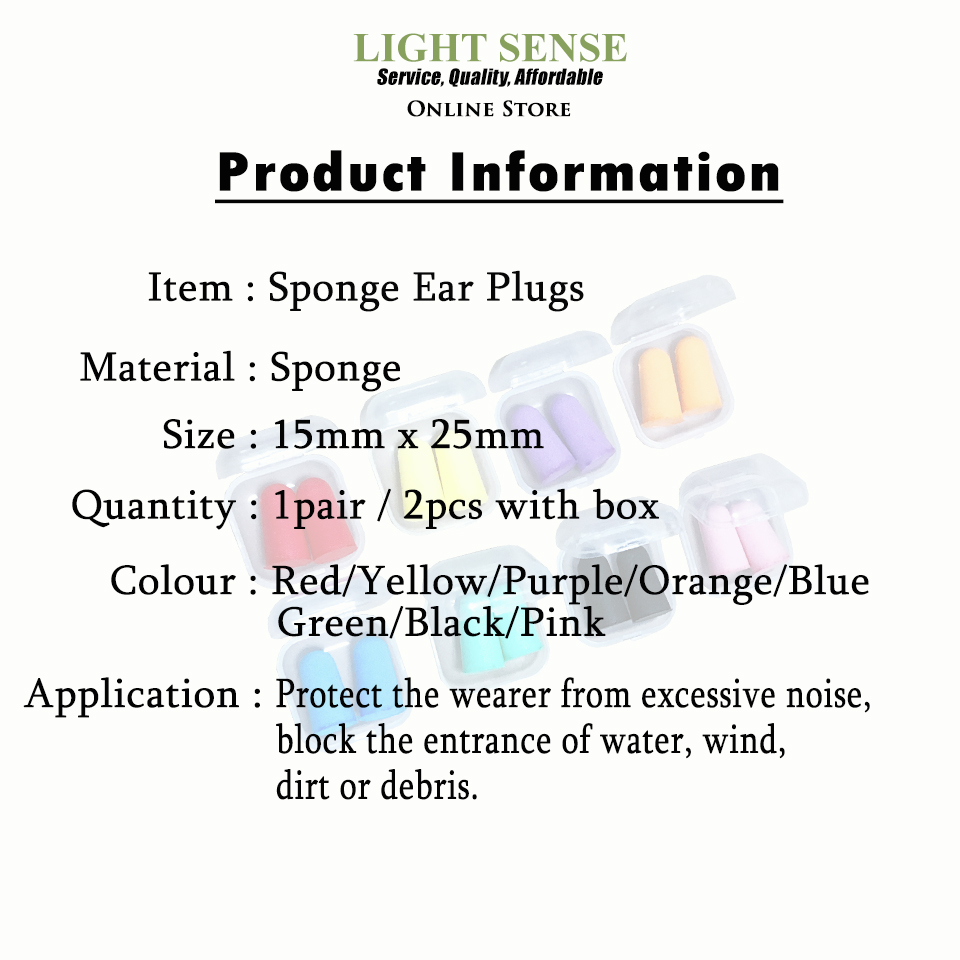 1 Pairs Sponge Ear Plugs / Penyumbat Telinga Span / 隔音海绵耳塞 | Shopee ...
