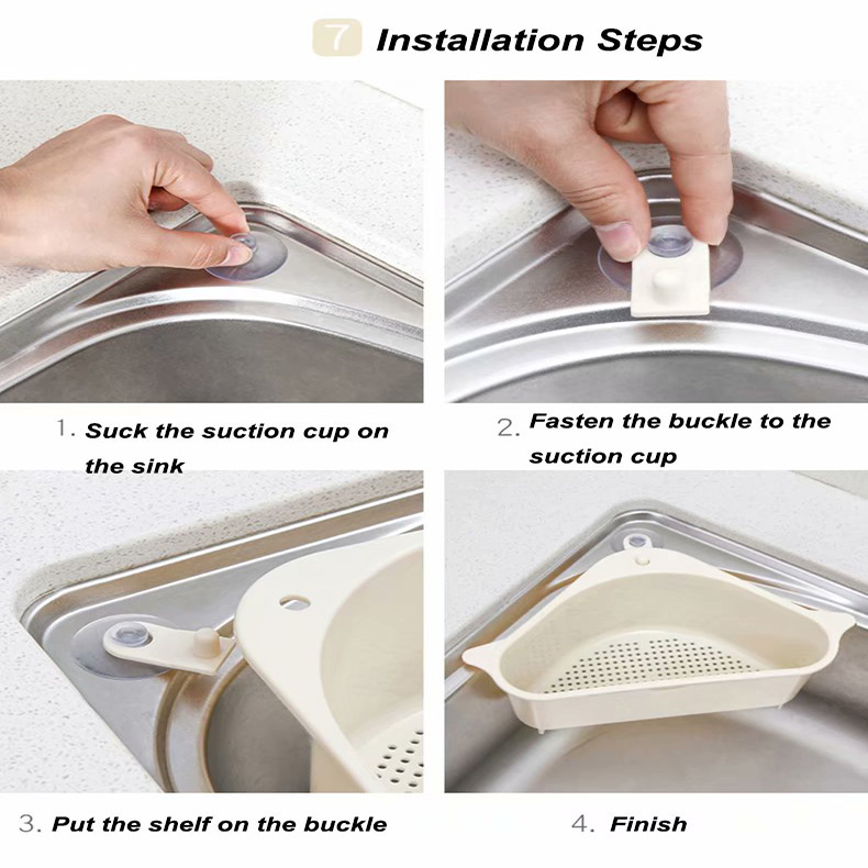 Multifunctional Triangle Sink Corner Sponge Drainer Rack Hanging ...