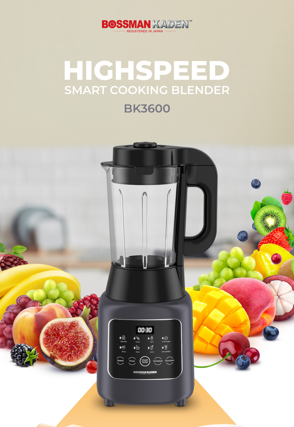 Bossman Kaden High Speed Smart Cooking Blender BK3600 | Shopee Malaysia