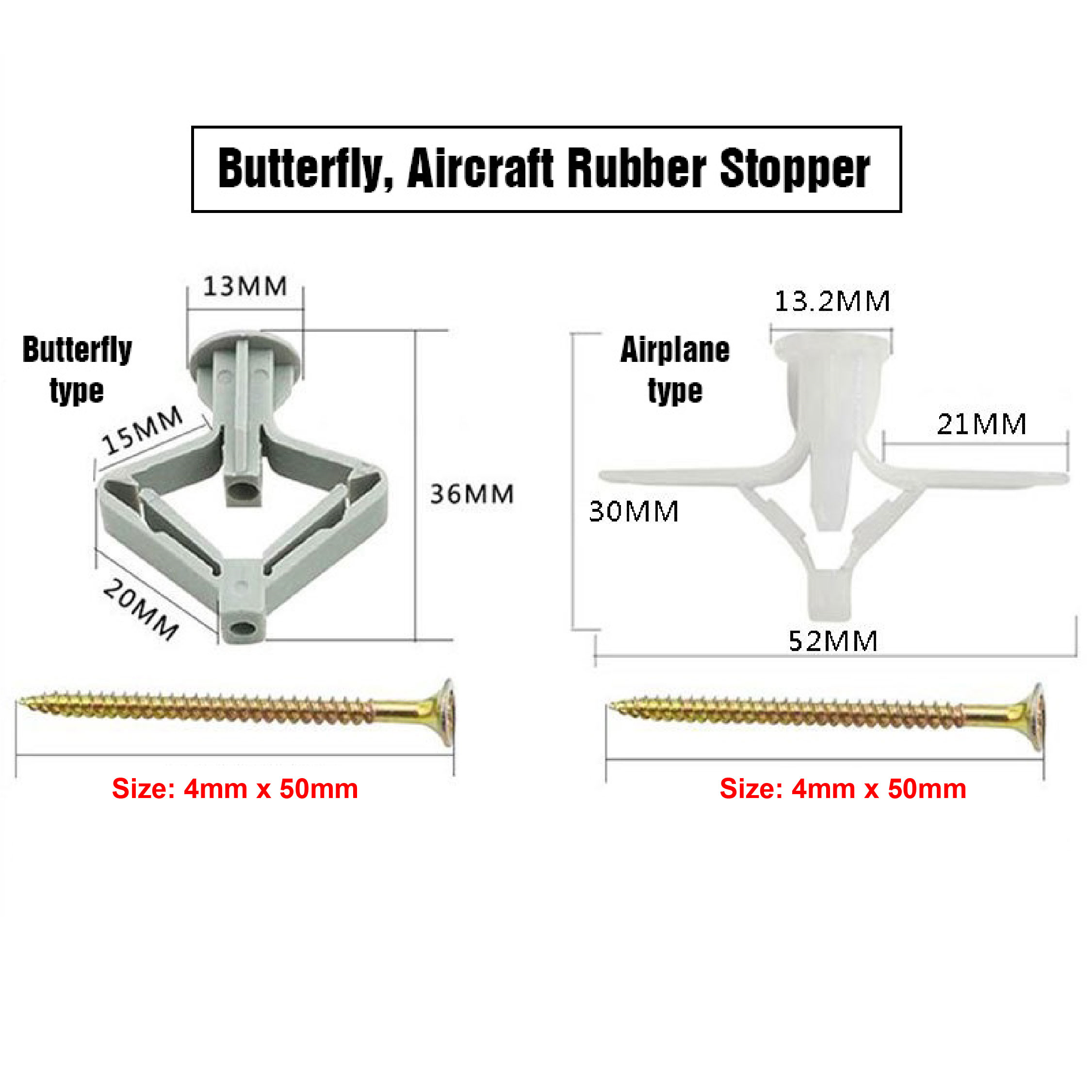 Nylon Butterfly Aircraft Aeroplane Clip Drywall Anchor Kit Partition ...