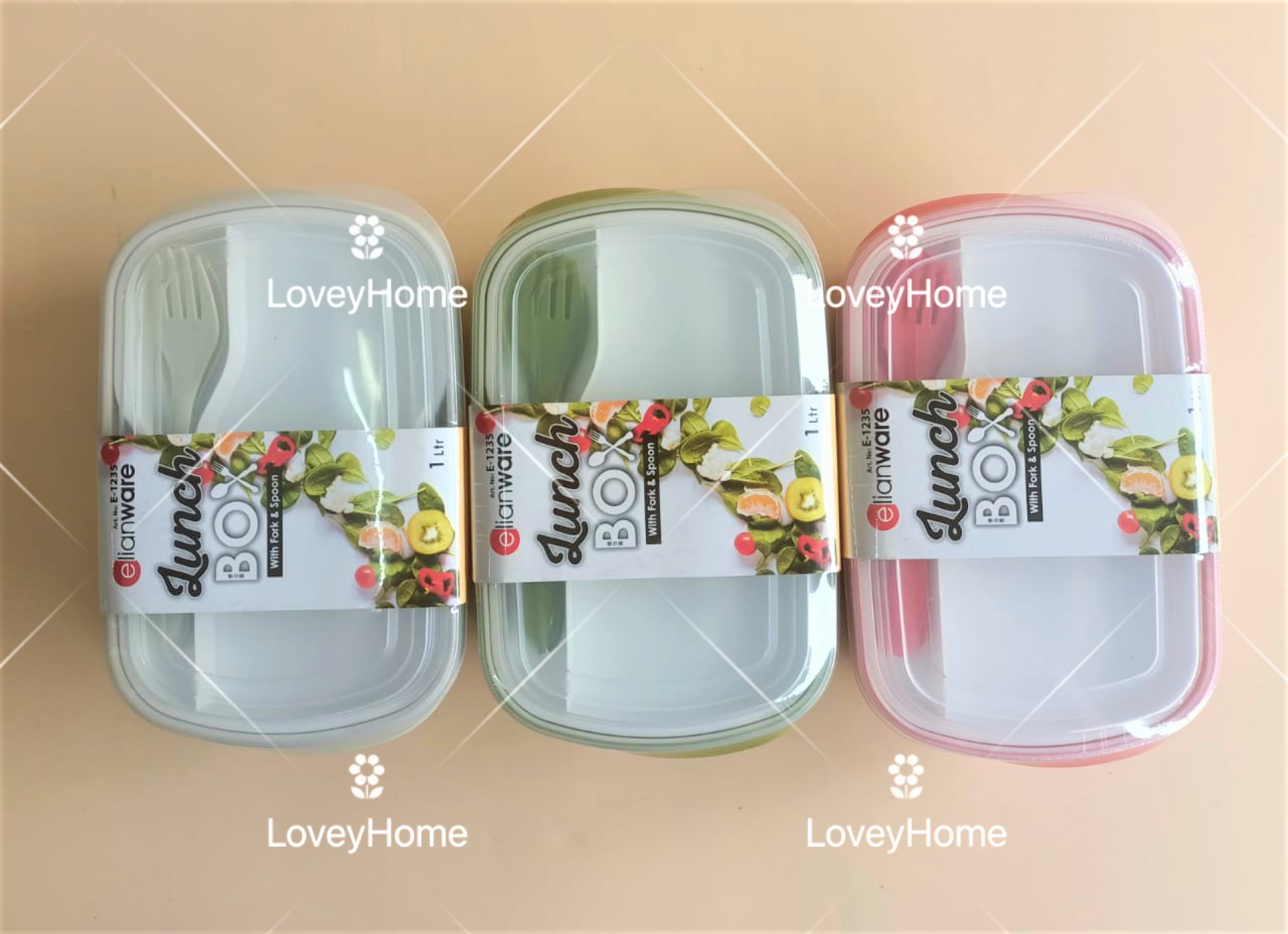 Elianware Plastic Bento Lunch Box With Fork & Spoon Food Keeper ...