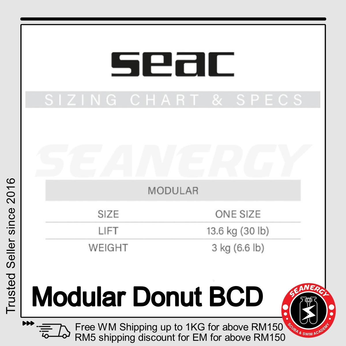 Seac Modular BCD Backplate Donut Wing BCD Travel BCD Back Inflation BCD ...