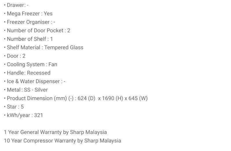 Sharp 380L Refrigerator Inverter SJ3822MSS | Shopee Malaysia