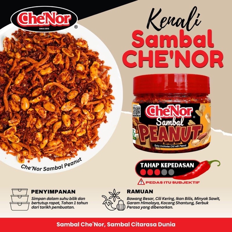 Che'Nor Sambal Garing ikan bills, Sambal Udang & Super Spicy 160gm ...