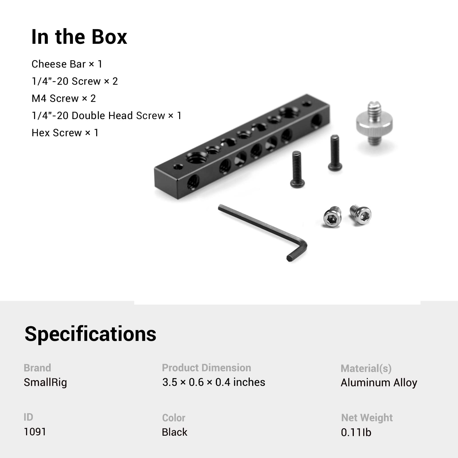 SmallRig Cheese Bar Camera Rig with 1/4 Inch and 3/8 Inch Screw Hole ...
