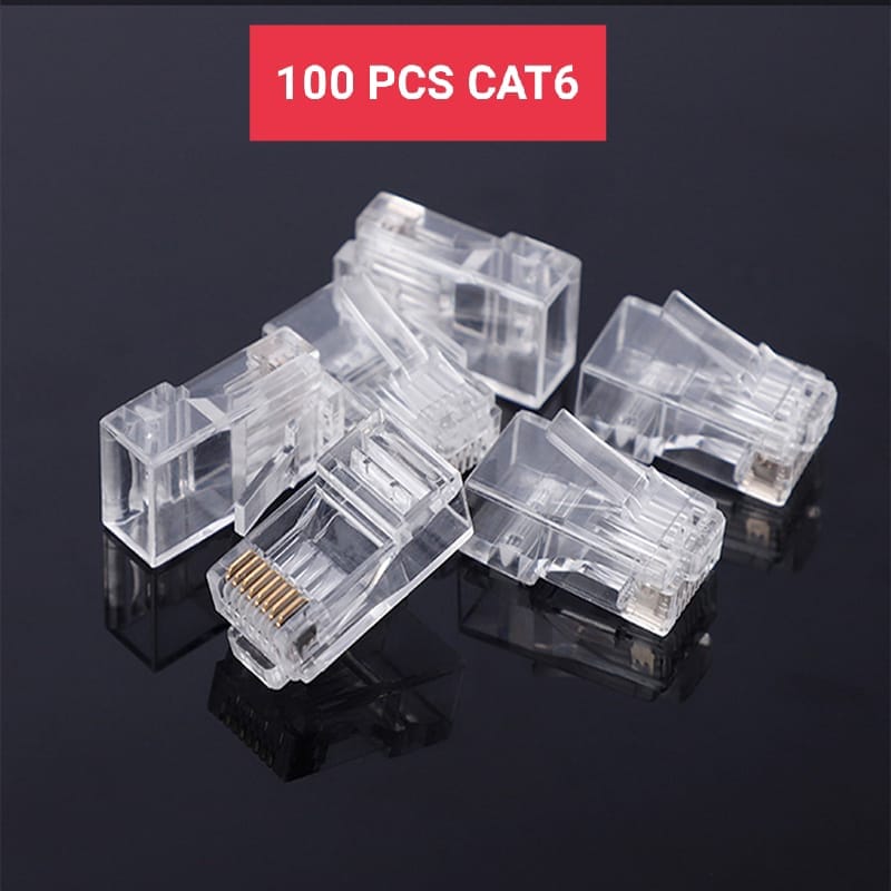 100pcs High Quality AMP RJ45 CAT5/CAT6 8P8C Modular Plug Connector ...