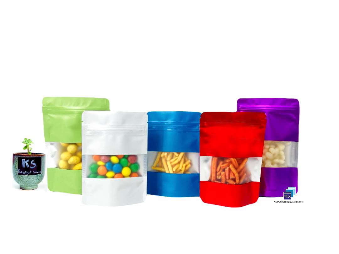 (50pcs) Big Size Matte Colour Zip Lock Bag with Window/Colour Zipper ...