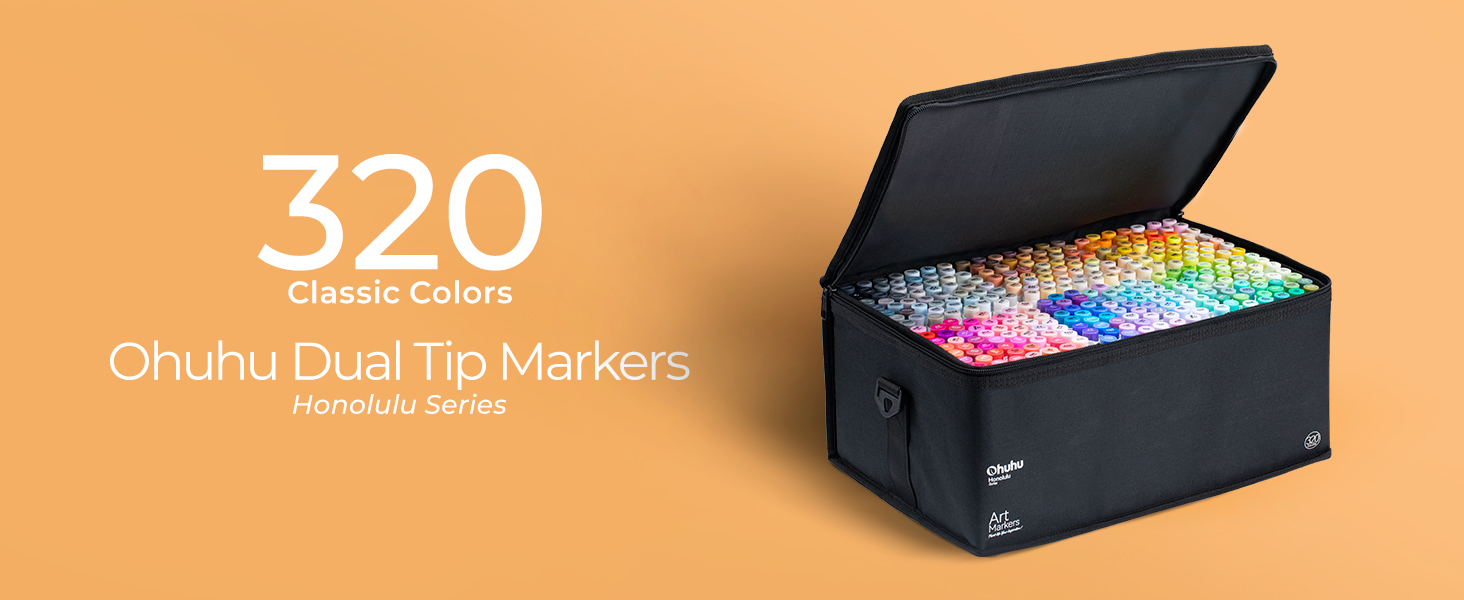 Ohuhu Professional Full Set 320 Art Marker Brush and Chisel/Fine and ...