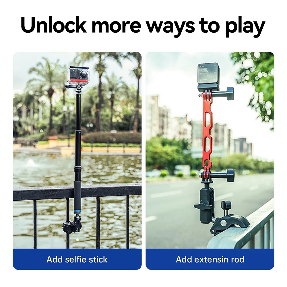 TELESIN Handlebar Mount Bicycle Motorcycle Bike Tube Clamp for GoPro ...