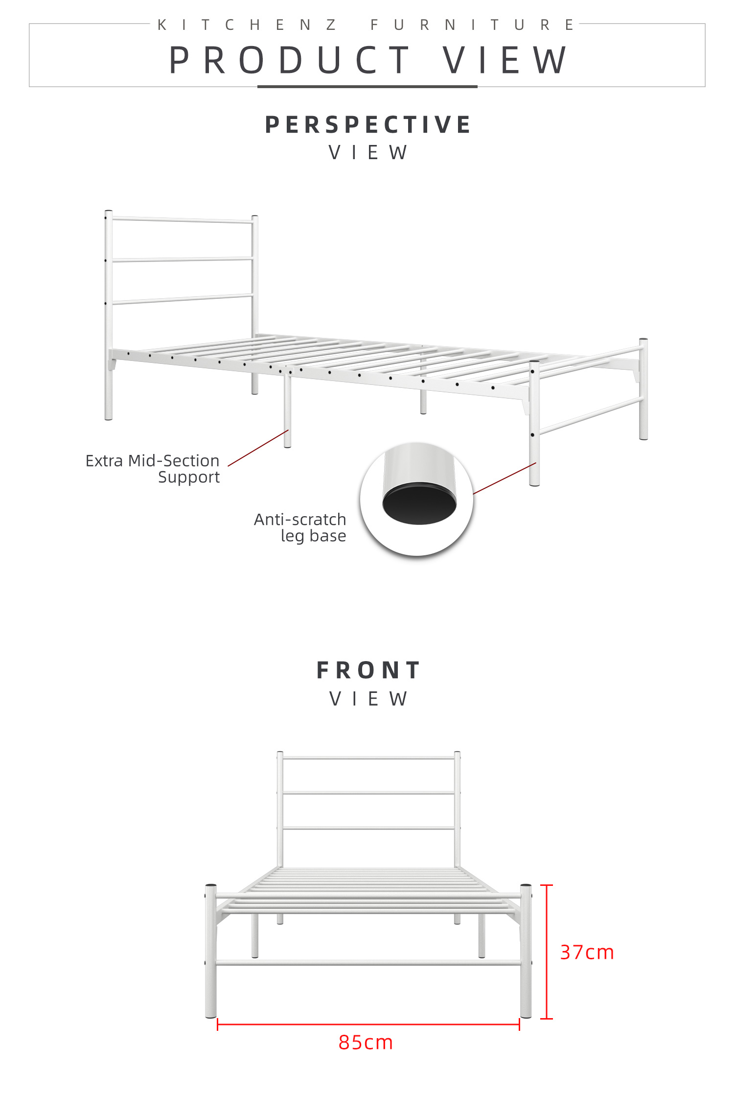 KitchenZ 3V Single Bed Frame Katil Besi Katil Kayu Katil Murah Powder ...