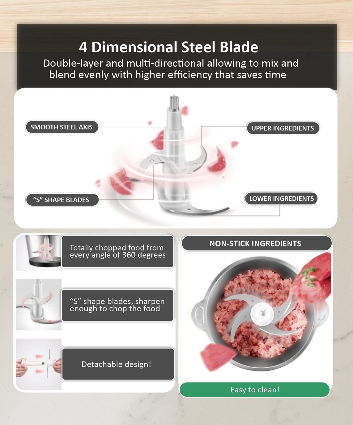 2L/3L Stainless Steel Food Processor Blender Electric Mixer Meat ...