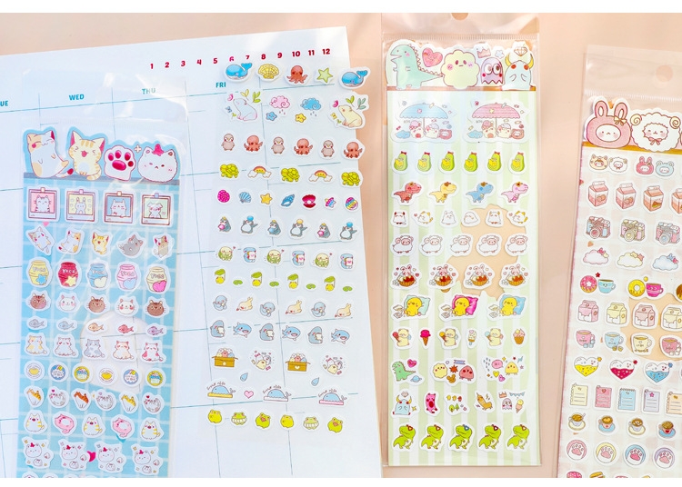 INS Korean Style Cute Cartoon Living Creatures Series PVC Deco Stickers ...