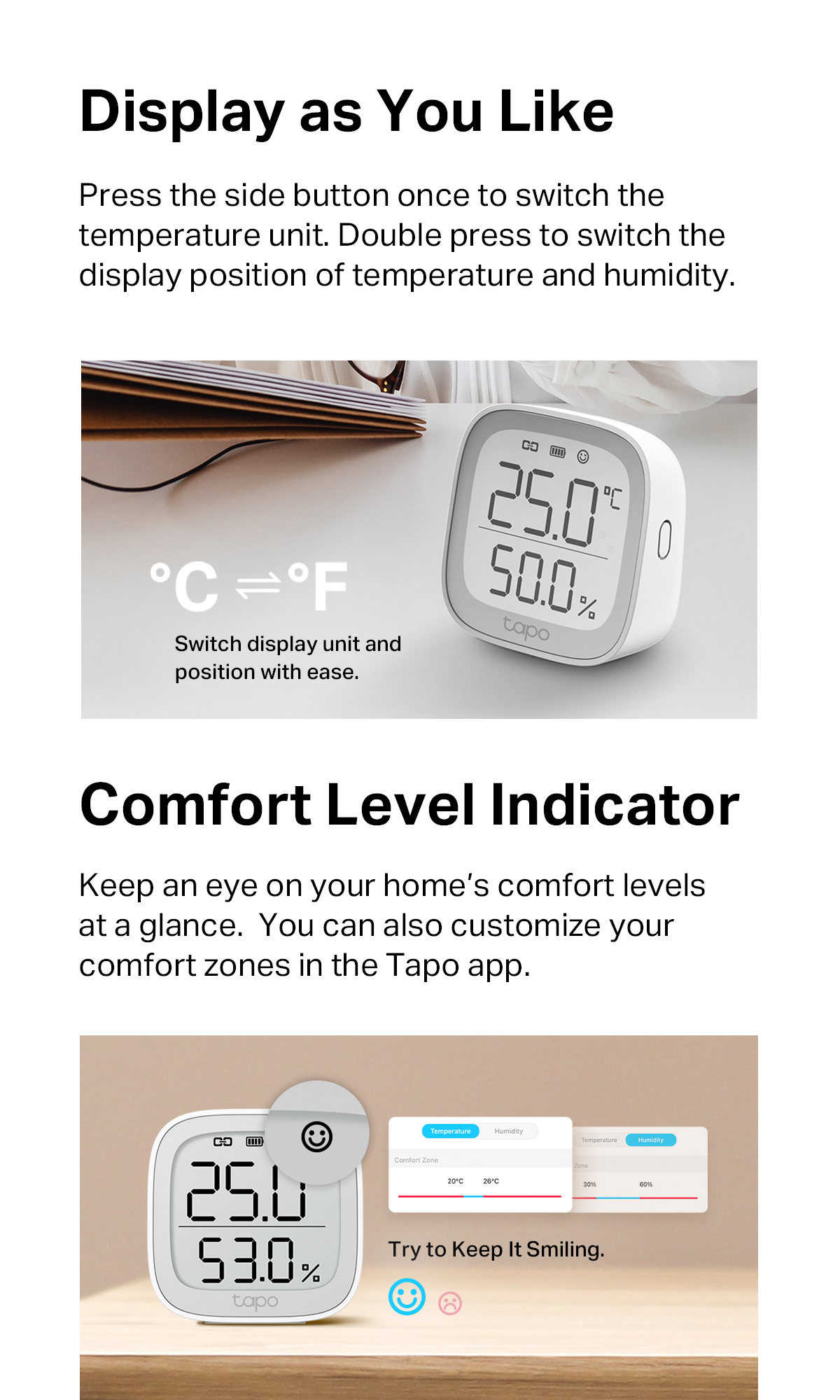 TP-Link Tapo T315 Smart Temperature Humidity Monitor Sensor for Home ...