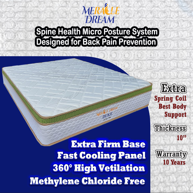 Mattress Duke Meracle Dream Tilam-Hotel Spec Extra Firm Spine Health ...