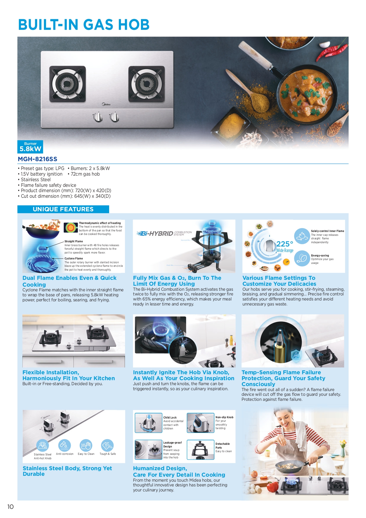 SYK Midea Kitchen Hood MCH-90J82 Cooker Hood Kitchen Gas Hob Stove ...