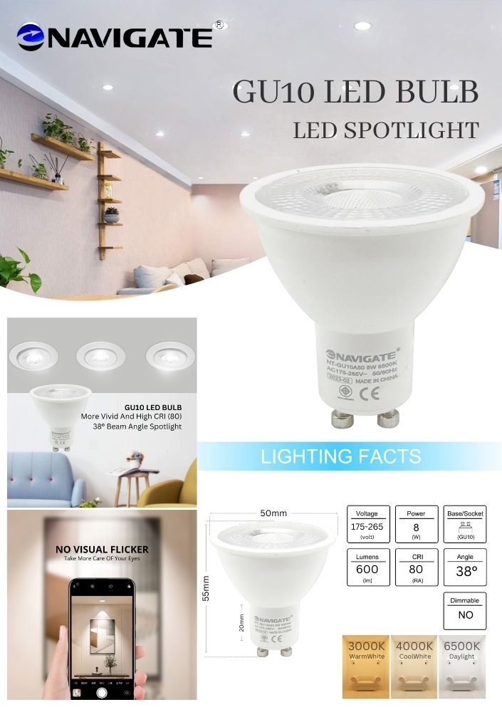 NAVIGATE GU10 8W LED Bulb Spotlight Track Light Tracklight Eyeball ...