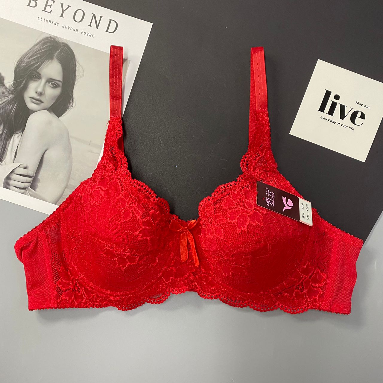 Women Bra Plus Size Wired BC Cup Floral Lace Thin Sponge Baju Dalam ...