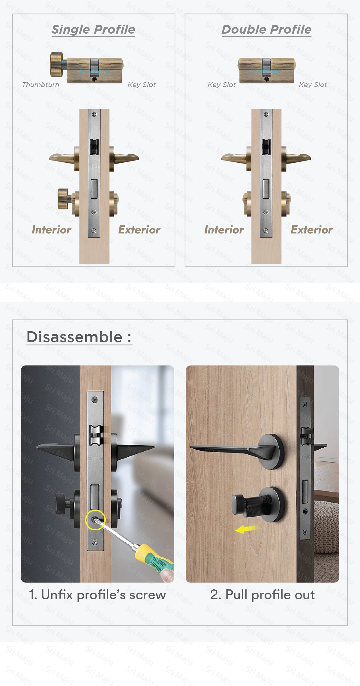 MAJU ELP-HD2 Heavy Duty Quality Euro Profile Cylinder Single Double ...