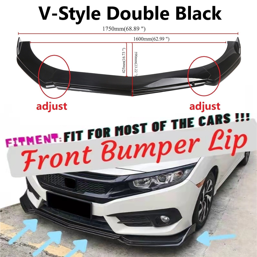 Car LIPS Double Layer Universal FRONT BUMPER DIFFUSER LIP (Fit All Car ...