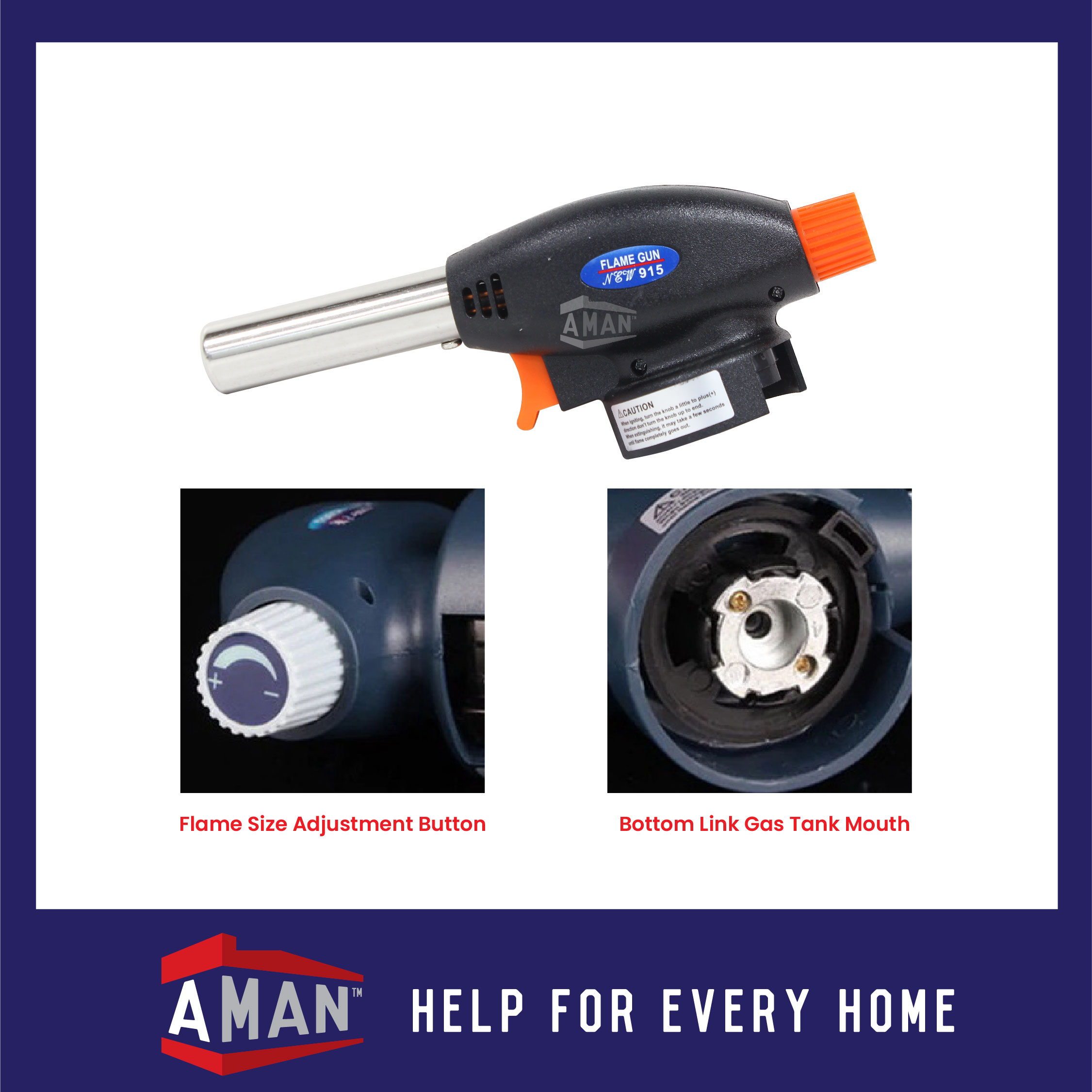 Gas Torch Gun Butane Burner Flaming Thrower Welding Camping Fire Maker ...