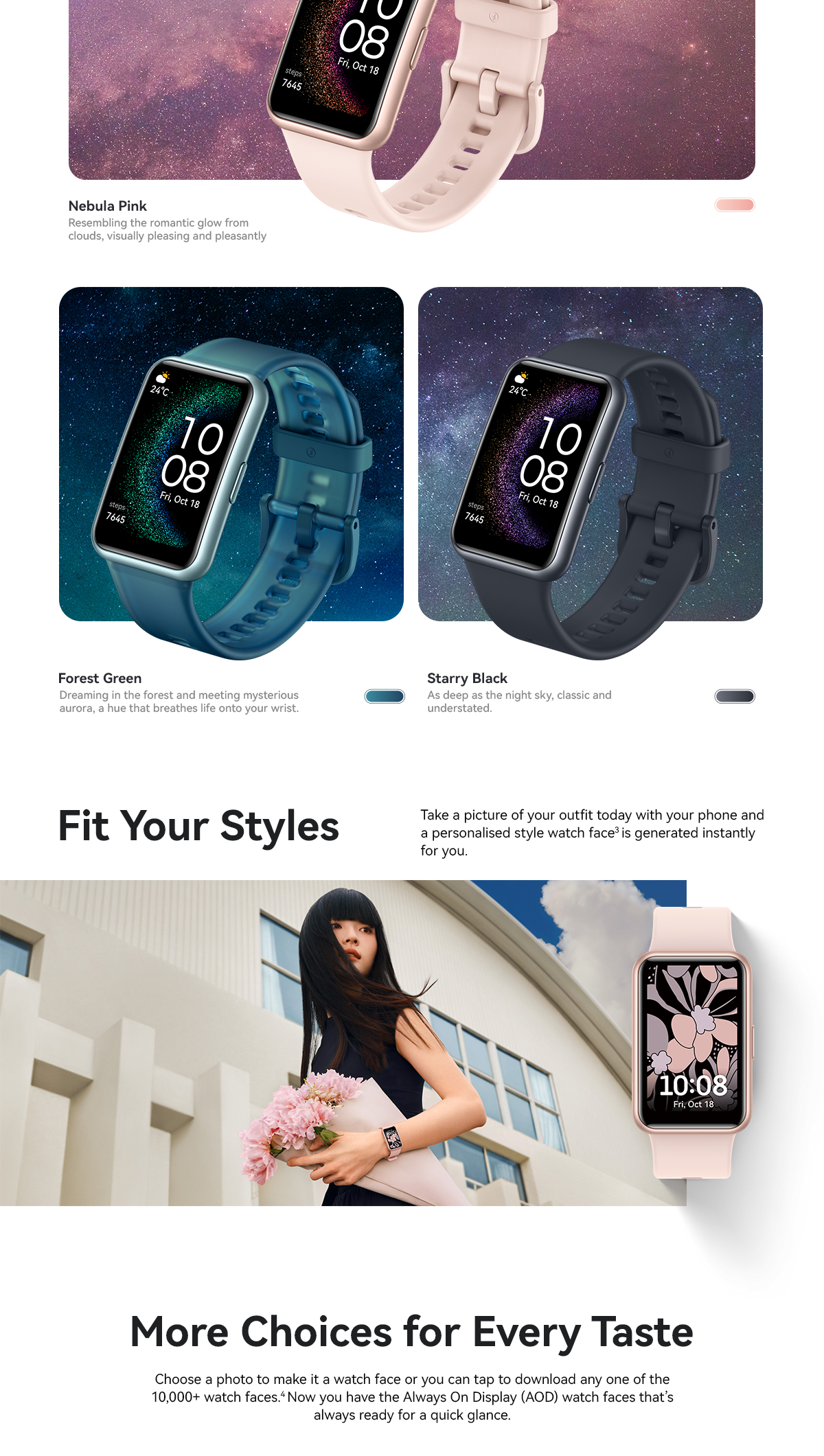 HUAWEI WATCH Fit SE (Special Edition) Smartwatch HD AMOLED Display ...