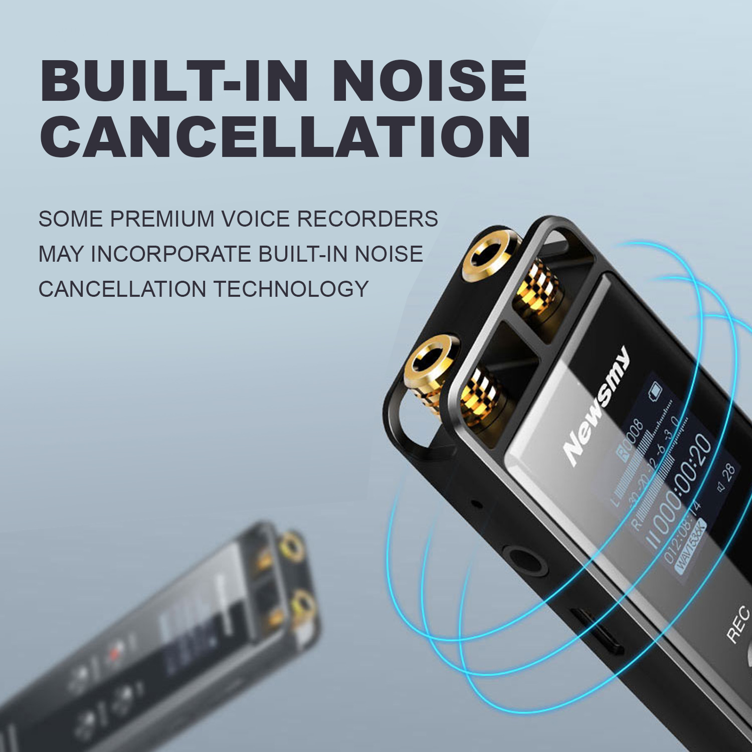 Newsmy RD07 Voice Recorder 1536kbps Audio Player Dual Mic Anti Noise ...