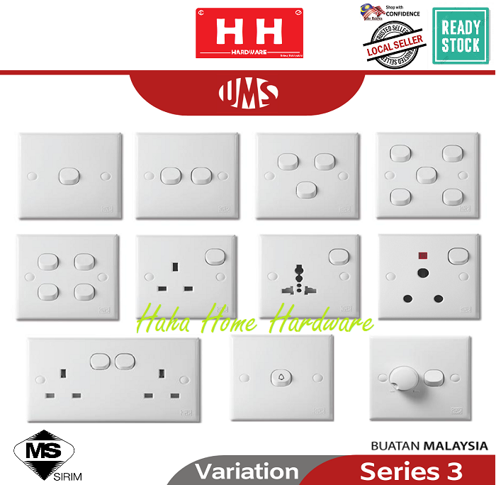 UMS SWITCH 3 SERIES / SWITCHES & SOCKET OUTLET WHITE / SUIS PLUG SOKET ...