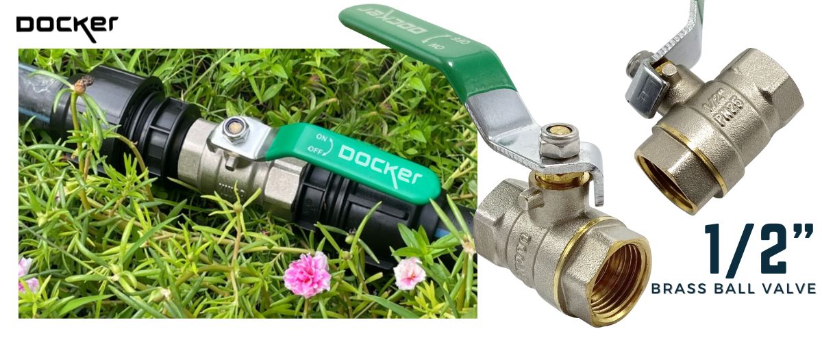 DOCKER 1/2" Brass Ball Valve FNPT Full Port Heavy-Duty Female Thread ...