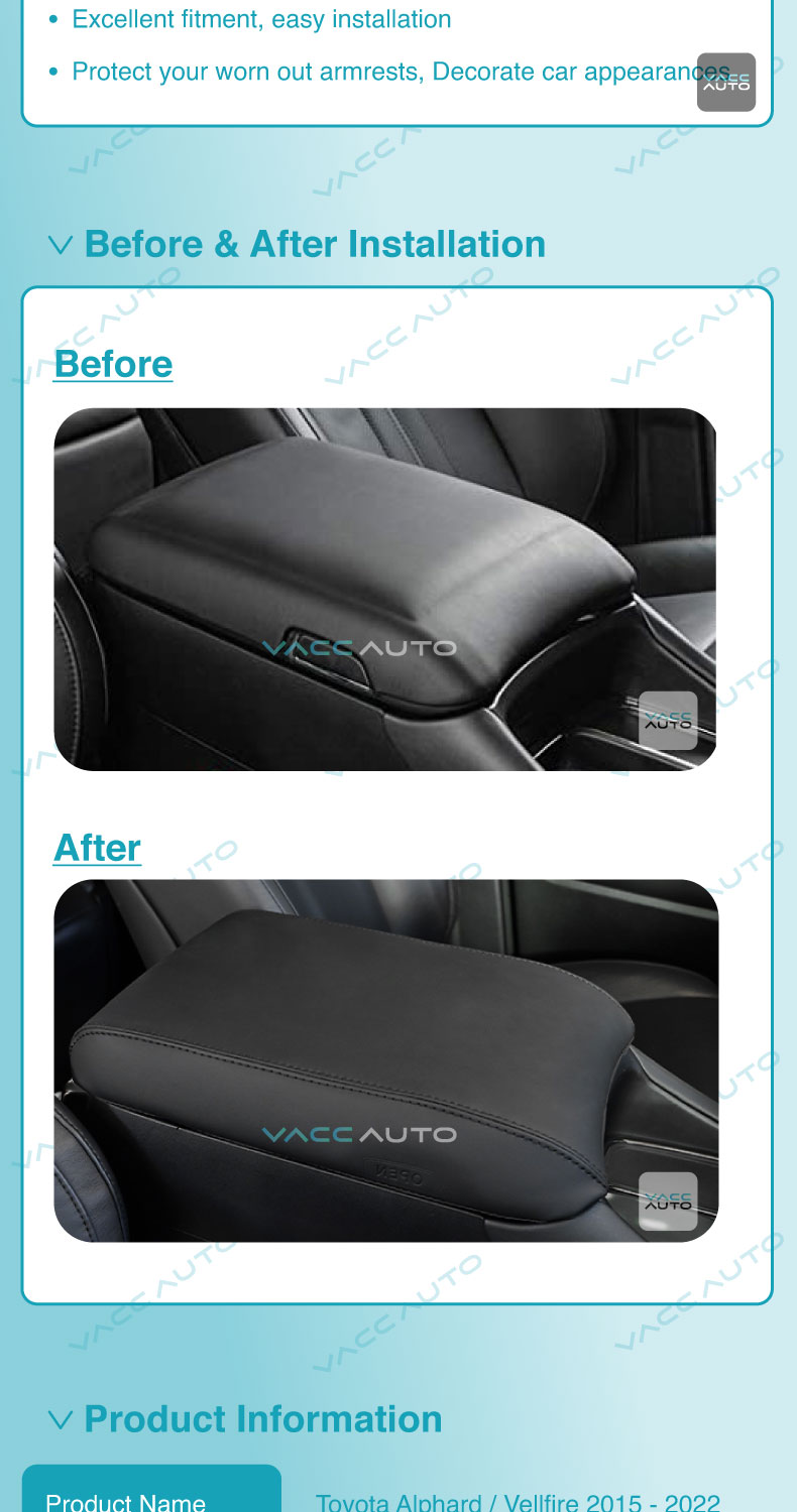 Toyota Vellfire / Alphard 30 Series Armrest Center Console Black Cover ...