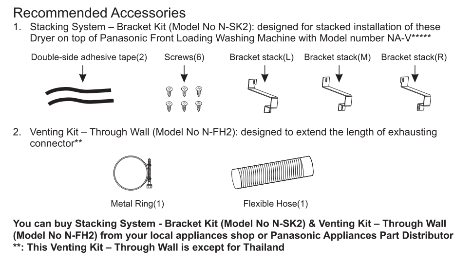 Panasonic Stacking System Bracket Kit | N-SK2 N-SK2WMY NH-E80JA1WMY ...