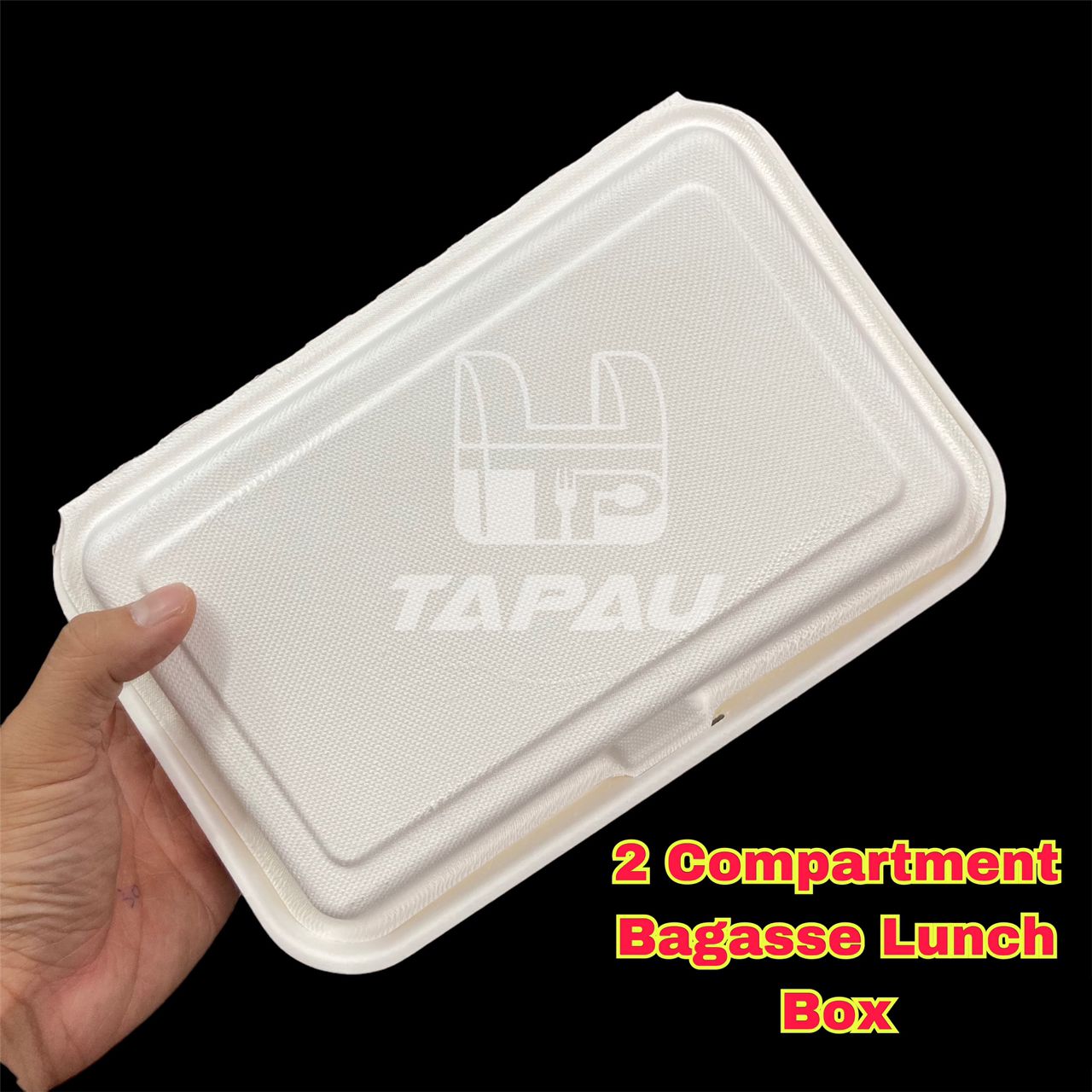 TAPAU - 2 Compartment Bagasse Lunch Box [ 50pcs+- ] / Biodegradable ...