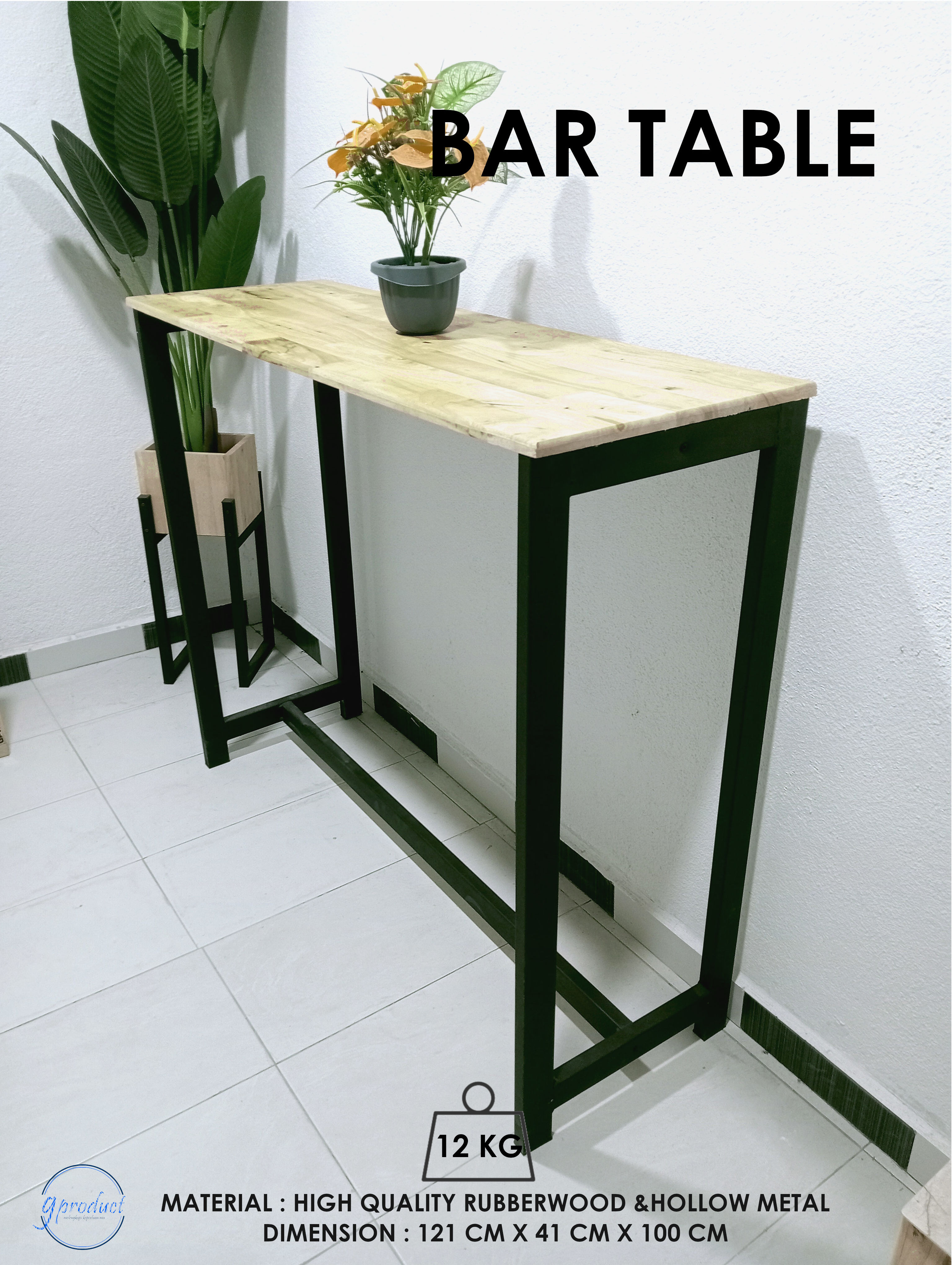 BAR TABLE SET | SET MEJA BAR | HIGH DESK | MEJA TINGGI | METAL AND WOOD ...