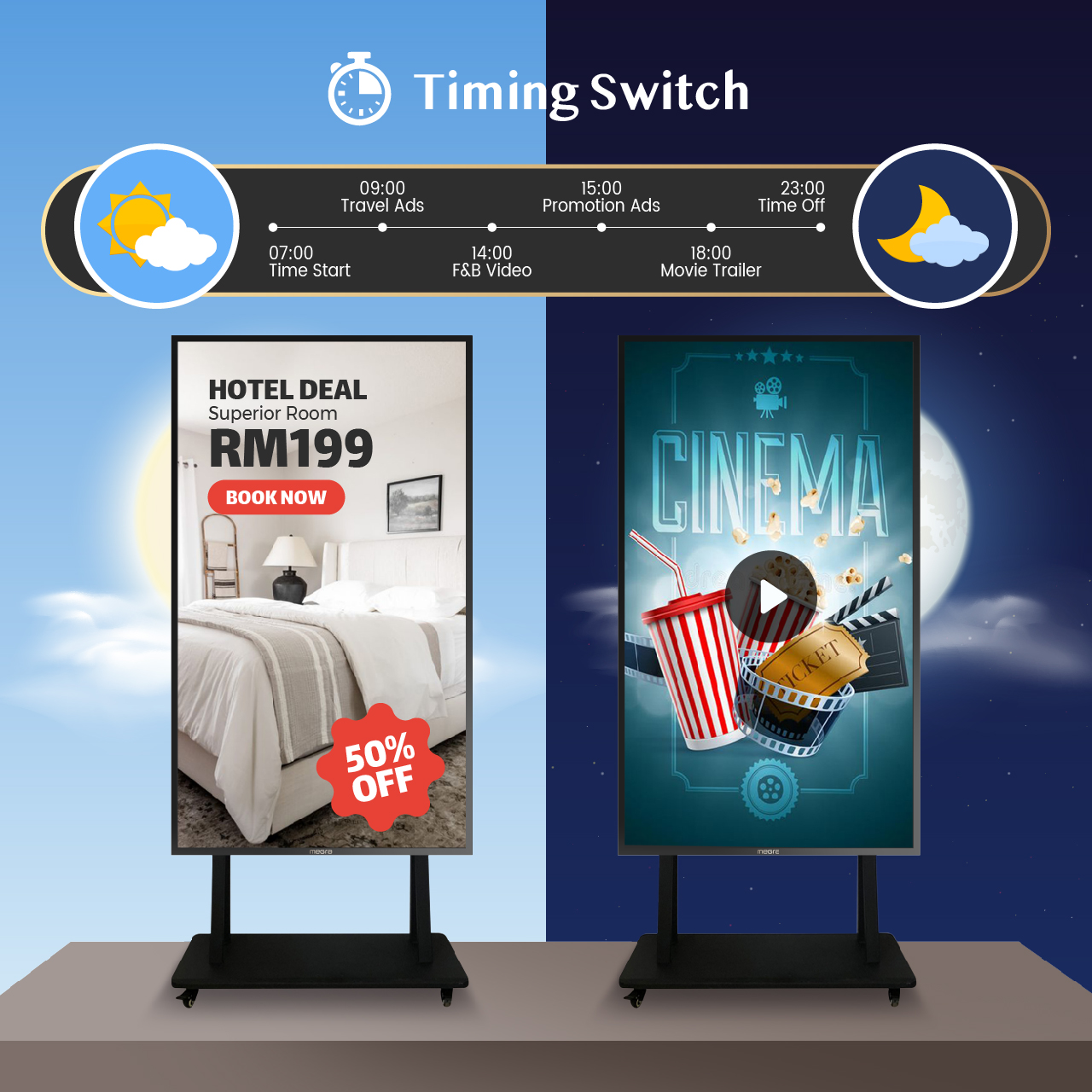 Megra Digital Kiosk Display Digital Signage Advertisement LED Standing ...