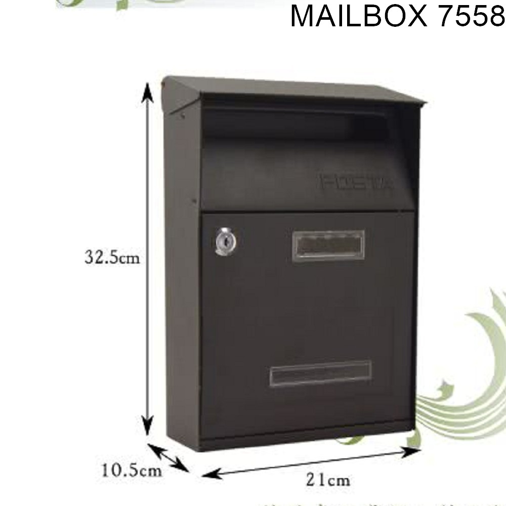 TRENY Coated Letter Box Steel Mailbox Outdoor Mailbox Peti Surat Metal ...