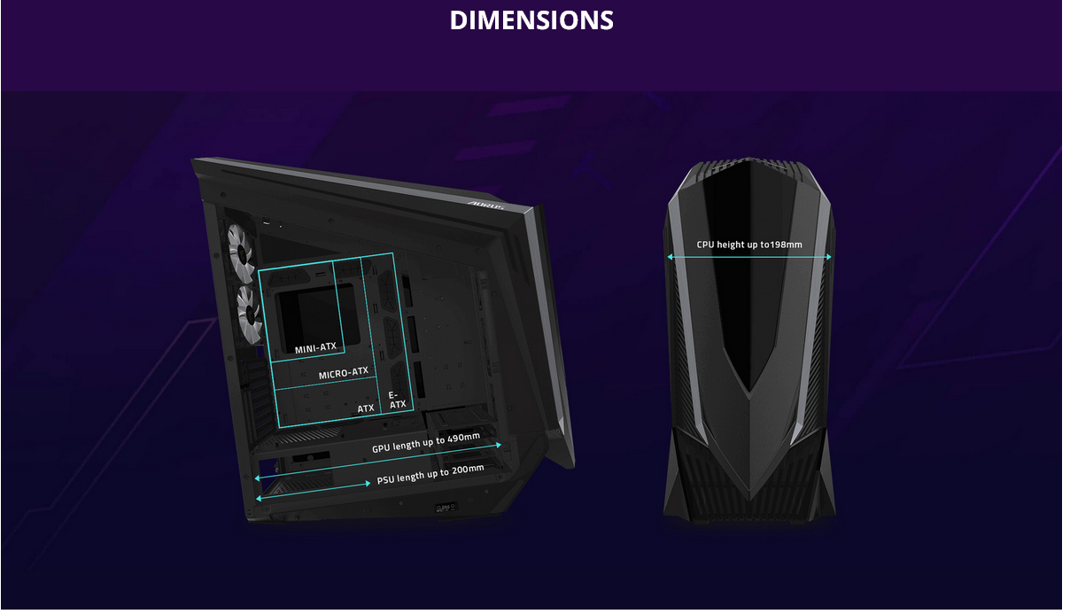 Gigabyte AORUS C700 Glass Full-Size Tempered Glass Both Side Panel Full Tower E-ATX PC Casing ...