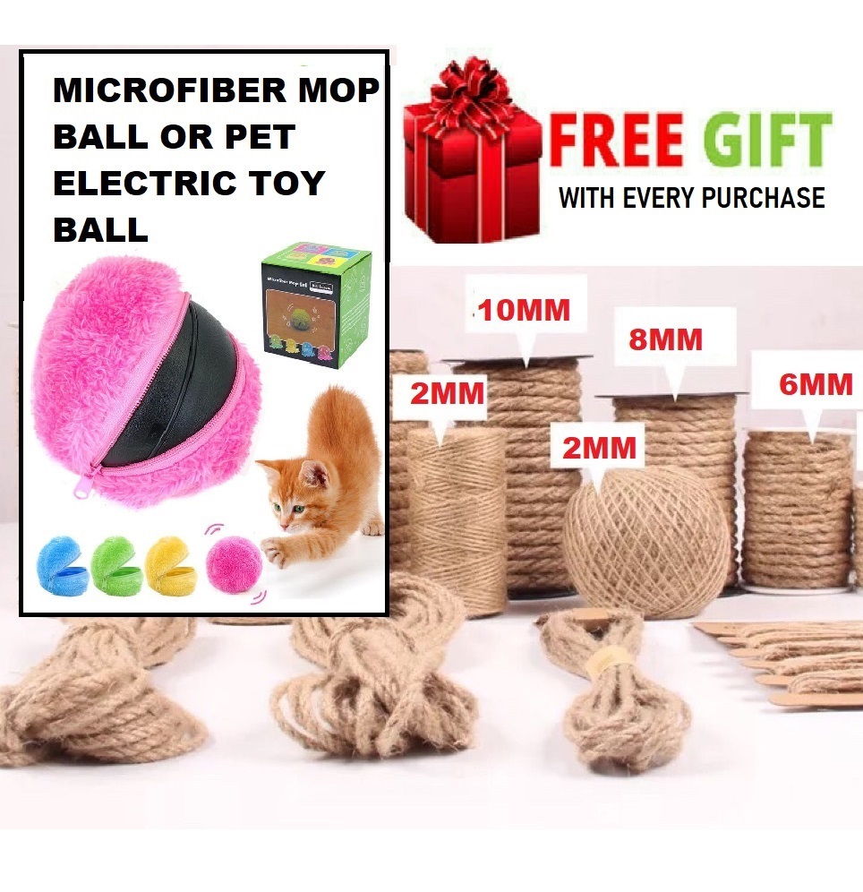 Sisal Rope CAT SCRATCHING (6MM x 50M) FREE MICROBER MOP BALL OR PET ...