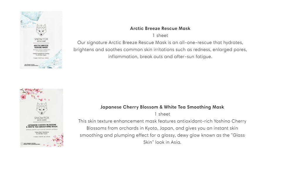Snow Fox Sheet Mask Discovery Set : INTRODUCTORY PACK TO SNOW FOX SHEET ...