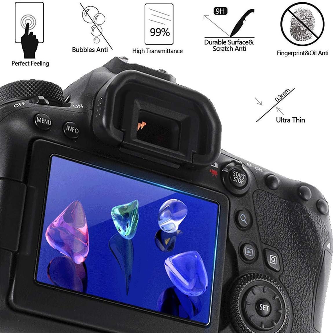 Canon Camera Clear HD Tempered Glass Screen Protector for EOS 3000D/ 6D ...
