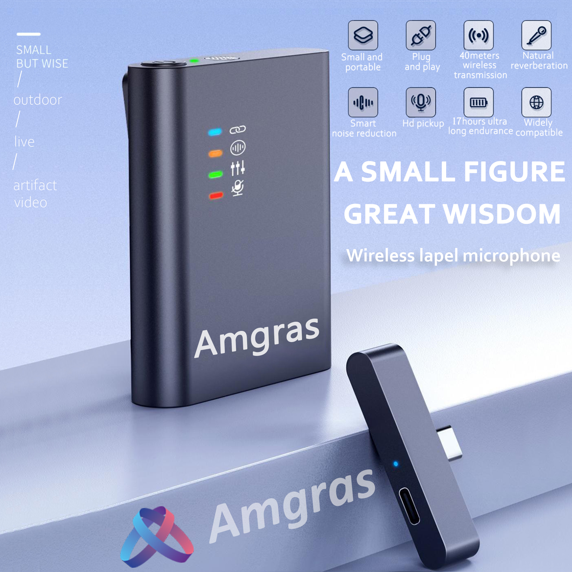 Amgras SoundMeta Ⅱ Pro Portable Noise-Cancelling Microphone for Sing ...
