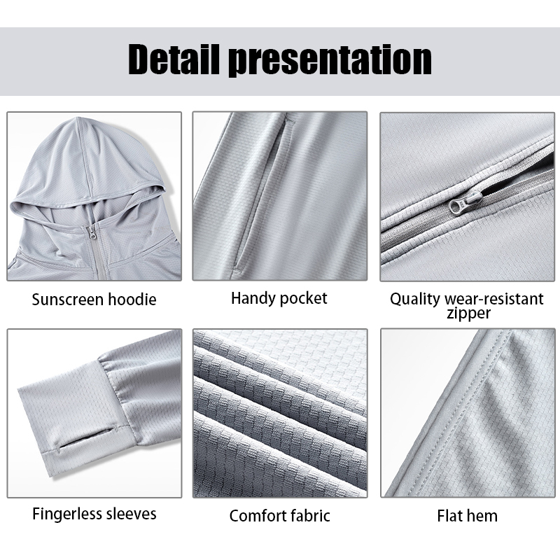 Ultrathin UPF 50+ Ice Silk UV Sun Protection Clothing Women Men Zip Up Hoodie Long Sleeve ...