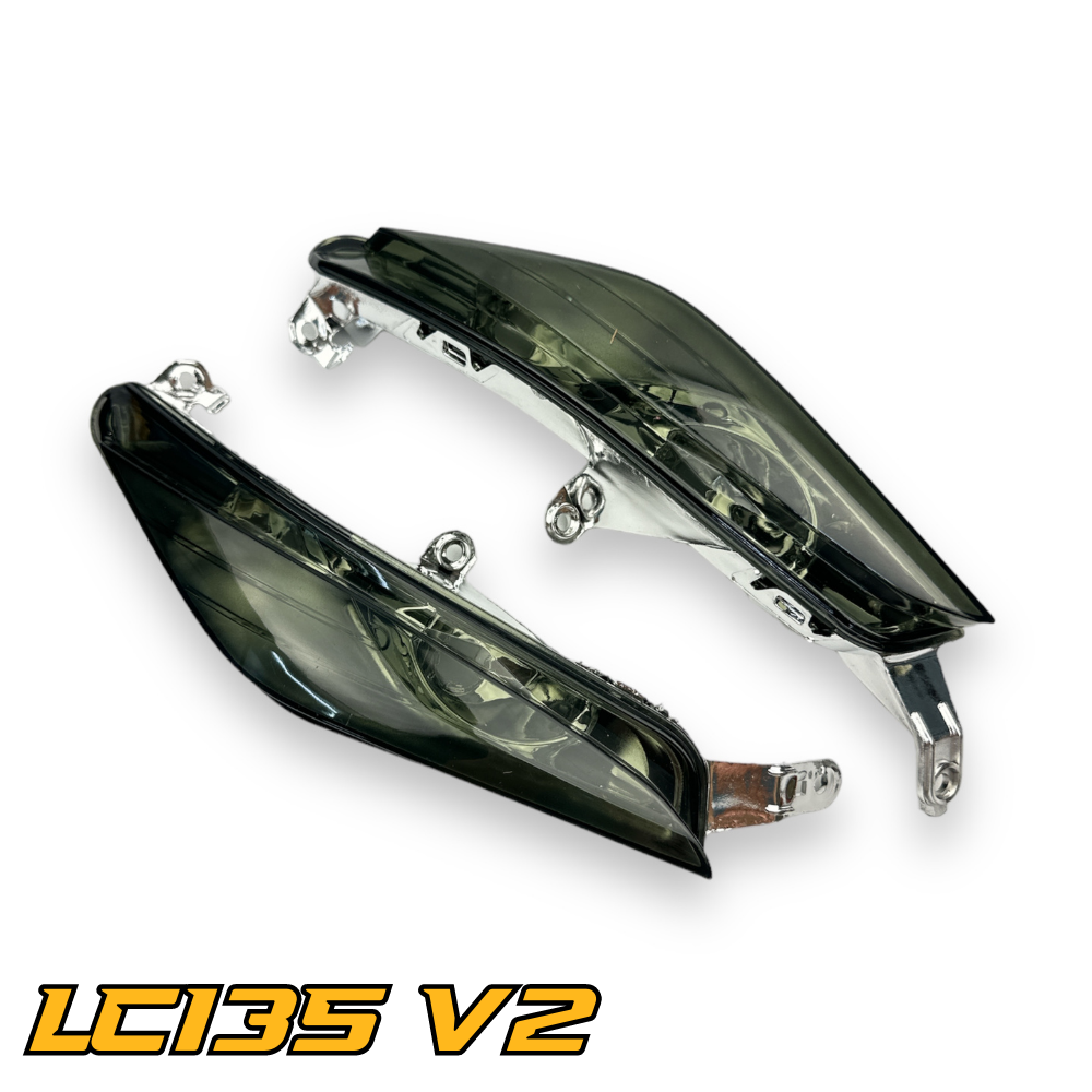LC135 FRONT SIGNAL SET SMOKE TINTED SIGNAL DEPAN FRONT SIGNAL LAMP SIGNAL LIGHT LC 135 135LC V1 ...