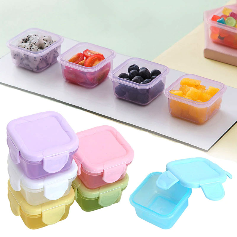 𝗔𝗡𝗧𝗜 𝗟𝗘𝗔𝗞 》 60ml Baby Food Snack Mini Stackable Storage Box Fruit Milk ...
