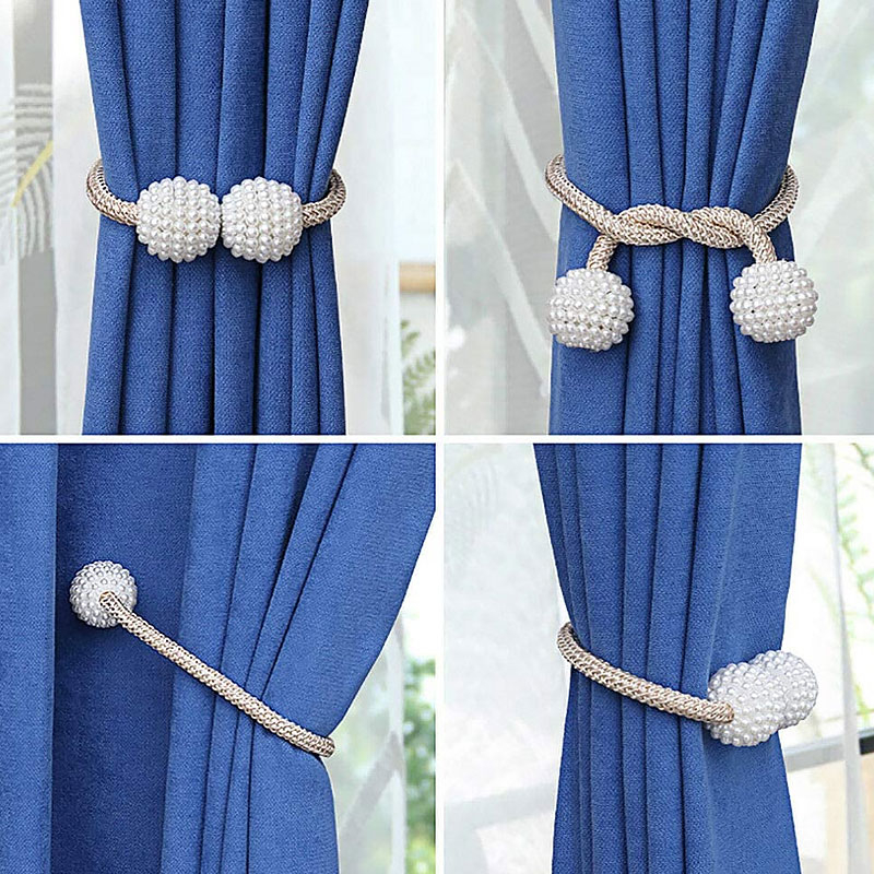 𝗔𝗡𝗧𝗜-𝗥𝗨𝗦𝗧 》 Magnetic Tieback Pearl Ball Curtain Tie Rope Buckle Tali ...