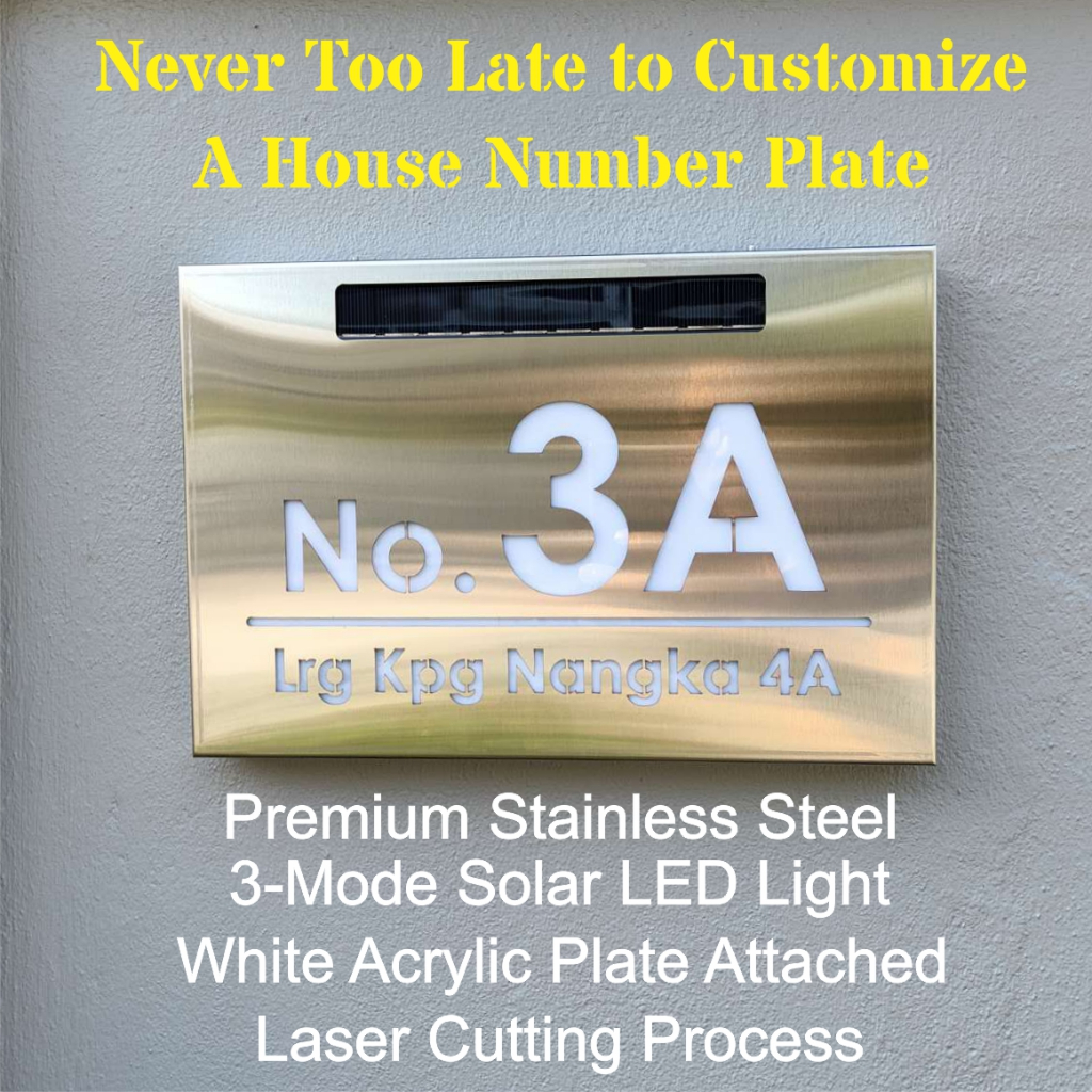 (Stainless Steel+ SOLAR LED) Laser Cutting House Number & Address Sign ...